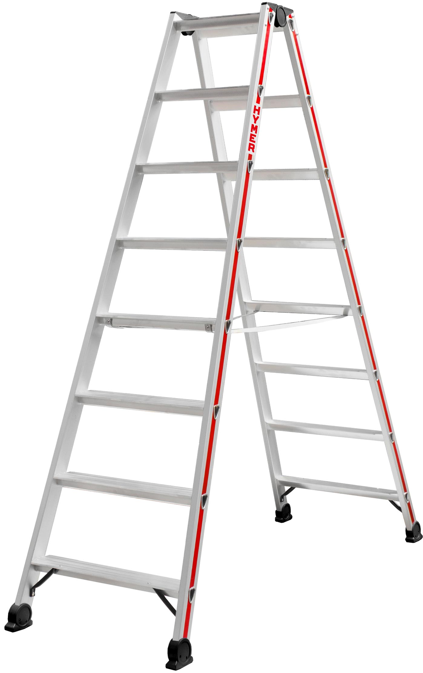 Hymer Stehleiter SC 40 Alu eloxiert 2x8 Stufen
